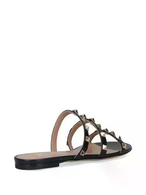 Valentino Garavani Rockstud Flat Slide Sandals - Black