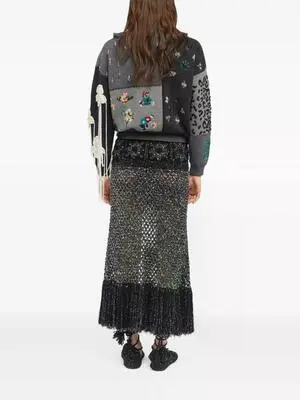 Alanui Midnight In Manhattan Embellished Fringed Cardigan - Grey