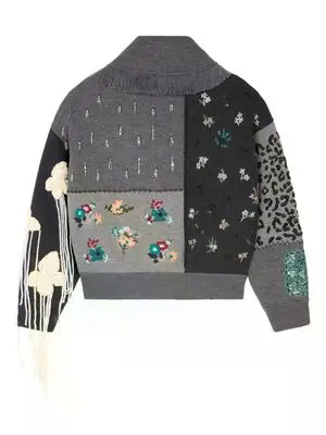 Alanui Midnight In Manhattan Embellished Fringed Cardigan - Grey