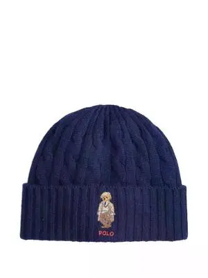 Polo Ralph Lauren Cable-knit Bear-embroidered Beanie - Blue