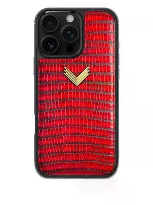 VELANTE Lizard-texture Iphone 16 Pro Max Case - Red