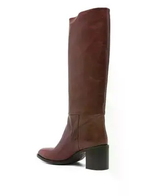 P.a.r.o.s.h Leather Block Heel Boots - Brown