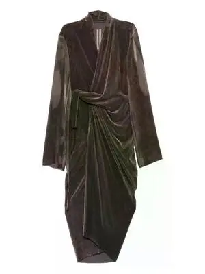 Rick Owens Draped Wrap Midi Dress - Brown