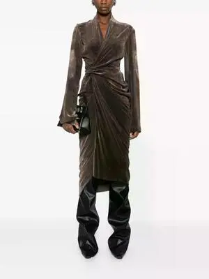 Rick Owens Draped Wrap Midi Dress - Brown