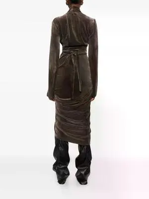 Rick Owens Draped Wrap Midi Dress - Brown
