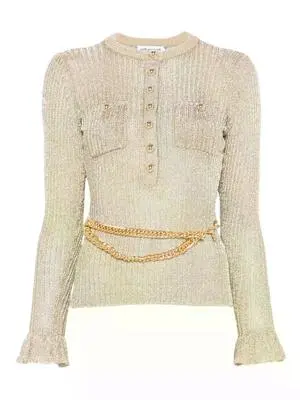 SELF-PORTRAIT Ribbed-knit Lurex Jumper - Neutrals