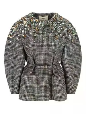 Fendi Crystal-embellished Tweed Jacket