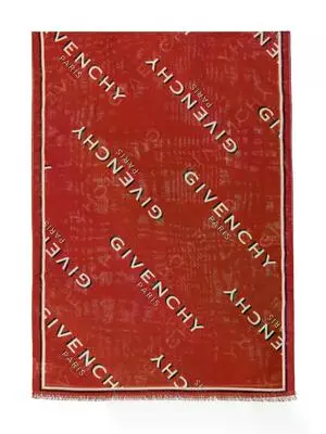 Givenchy Logo-lettering Frayed Scarf - Red