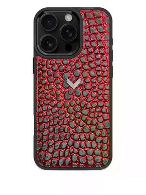 VELANTE Crocodile-texture Iphone 16 Pro Case - Red