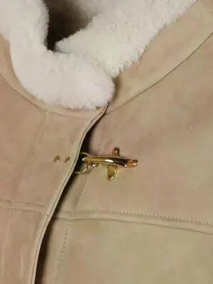 FAY Shearling Trim Coat - Neutrals