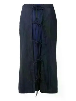 PUSHBUTTON Pinstripe Tie-detailed Skirt - Blue