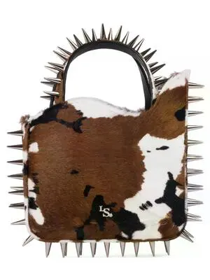 LE SILLA Ivy Cowhide Tote Bag With Spike Embellishments - Brown