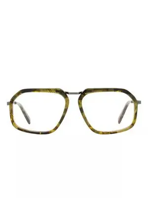 Zegna Tapered Rectangle Glasses - Green