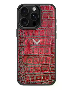 VELANTE Crocodile-texture Leather Iphone 16 Pro Max Phone Case - Grey