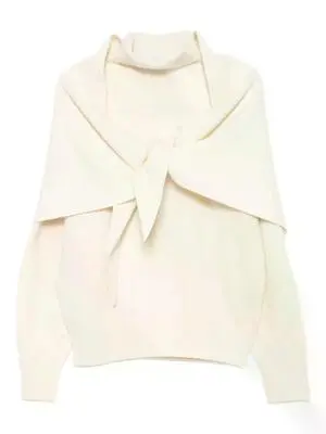 SYSTEM Knitted Jumper With Scarf - Neutrals