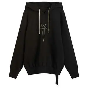 Rick Owens Oversized Cotton Fleece Hoodie - Black/pearl
