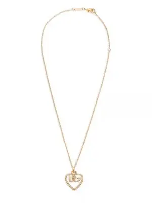 Dolce & Gabbana Logo-pendant Crystal-embellished Necklace - Gold