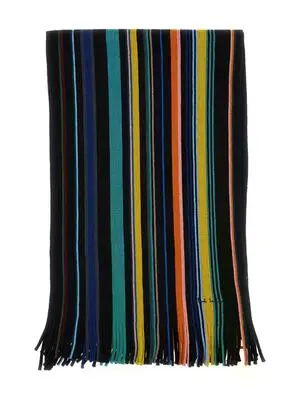 Paul Smith Striped Fringed Scarf - Blue