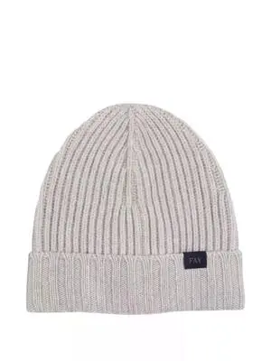FAY Ribbed Wool Beanie - Grey