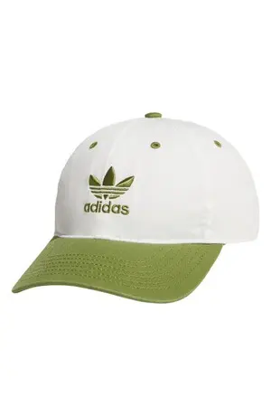 Adidas Trefoil Embroidered Baseball Cap - Off White/tech Olive