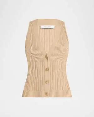 Max Mara Ribbed Knit Vest - Ivory