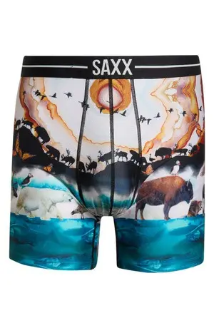 SAXX Volt Breathable Sim Fit Mesh Boxer Briefs Great Migration-multi