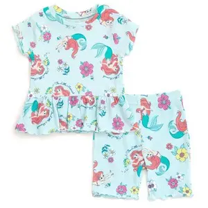 Disney Ribbed T-shirt & Shorts Set - Princess Ariel Green Green