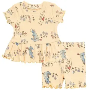 Disney Ribbed T-shirt & Shorts Set - Winnie The Pooh Yellow