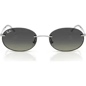 Ray-ban 54mm Gradient Rimless Oval Sunglasses Silver/grey Gradient
