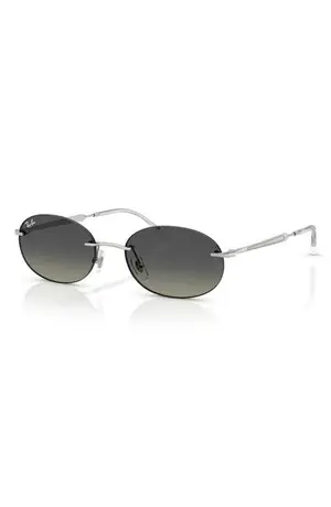 Ray-ban 54mm Gradient Rimless Oval Sunglasses - Silver/grey Gradient