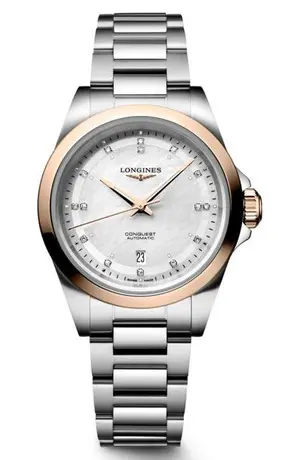 LONGINES Conquest Automatic Bracelet Watch - White Mother-of-pearl