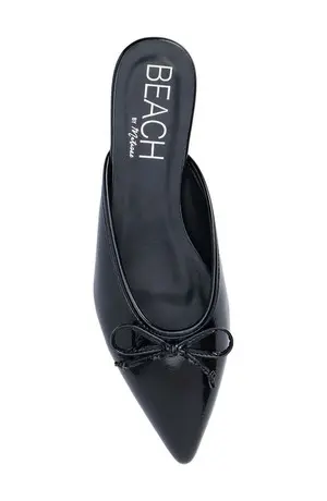 Matisse Pointed Toe Mule With Bow Detailing - Black Patent