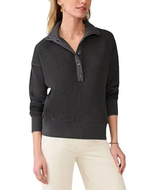 Faherty Brand Apres Henley Waffle Top - Washed Black