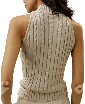 Lilysilk Wild Silk Sleeveless Halter Top - Beige