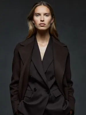REISS Lucia Petite Wool-blend Double-breasted Coat - Chocolate