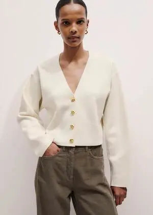 Women's Cream Cropped Cardigans