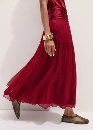 ME+EM Silk Satin Crinkle Maxi Skirt