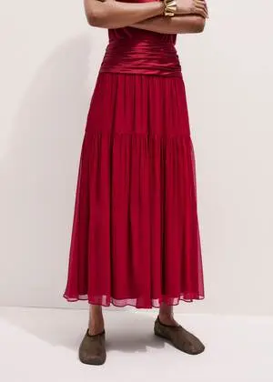 ME+EM Silk Satin Crinkle Maxi Skirt