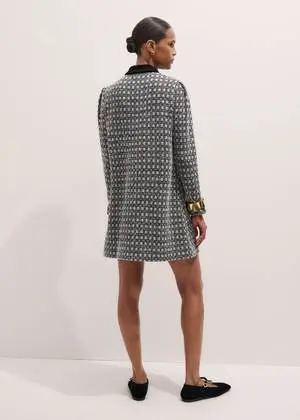 ME+EM Statement Button Jacquard A-line Dress