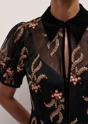 ME+EM Floral Embroidered Maxi Dress