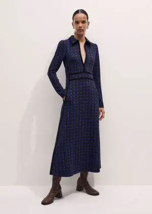 ME+EM Houndstooth Jacquard Ponte Maxi Dress