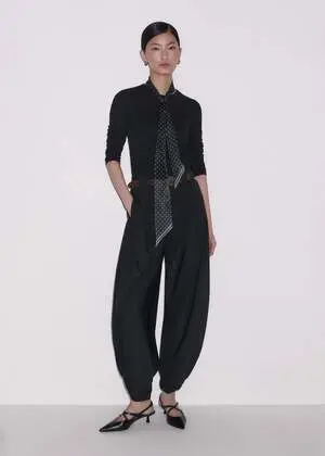 ME+EM Cotton Rib Long Sleeve Top - Black