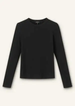 ME+EM Cotton Rib Long Sleeve Top - Black