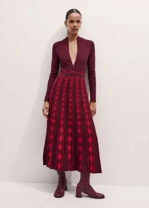ME+EM Jacquard Half Zip Knit Maxi Dress