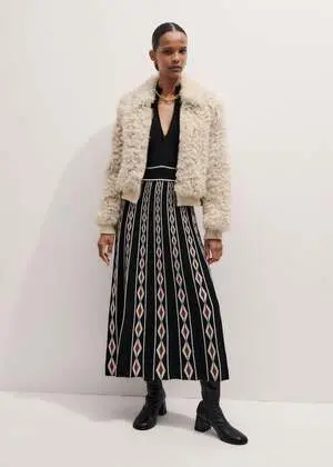ME+EM Jacquard Half Zip Knit Maxi Dress - Black Multi