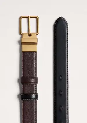 ME+EM Reversible Leather Belt With Keeper - Deep Merlot/black Patent