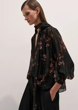 ME+EM Silk-blend Watercolor Print Swing Blouse With Cami