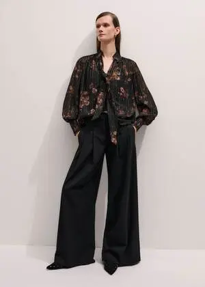 ME+EM Silk-blend Watercolor Print Swing Blouse With Cami