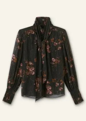 ME+EM Silk-blend Watercolor Print Swing Blouse With Cami