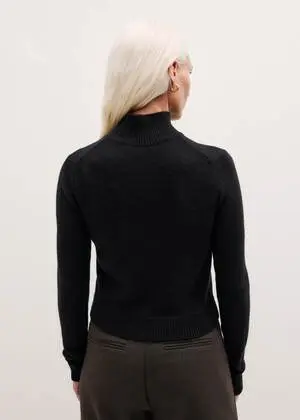 ME+EM Cashmere High Neck Crop Jumper - Black